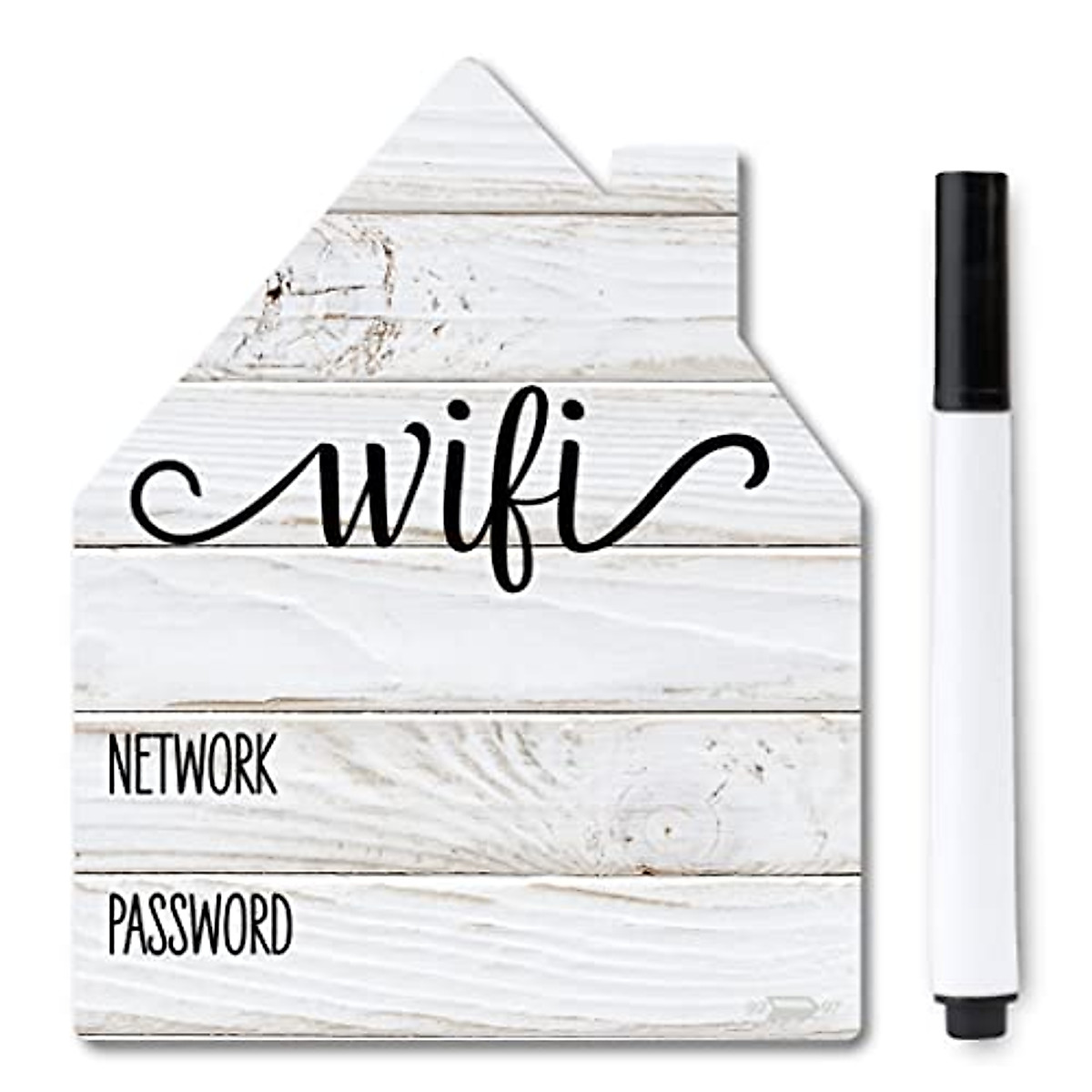 Rustic White WiFi Password Sign, Rustic Farmhouse Fridge Magnet, WiFi Password Sign for Home with Black Wet Erasable Pen, Magnetic White WiFi Sign for Guests, Fridge Magnet Decor, 4.0 x 5.0 inch