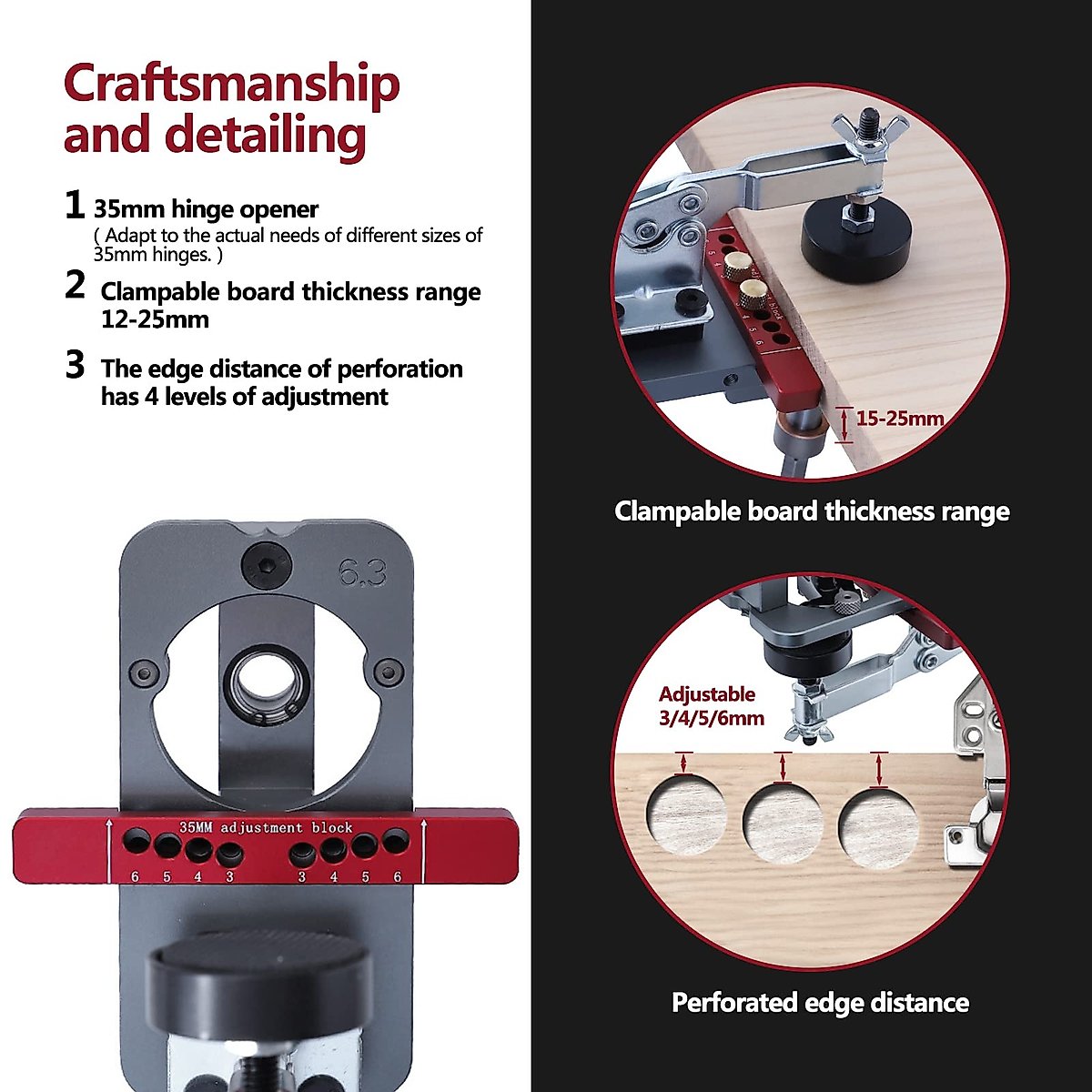 Adoles 35mm Concealed Door Hinge Jig， Accurate Locking Cabinet Hinge Jig， Aluminum Alloy Material Comes with Clamping Device for Easy Carrying and Use.…