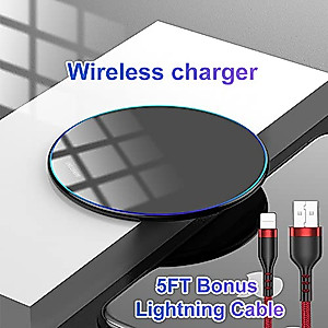 Hodiax Fast Wireless Charger, 15W Max Wireless Charging Pad Compatible with iPhone SE/11/12/13/X/XR/8,AirPods, Samsung Galaxy, Google Pixel(No AC Adapter)