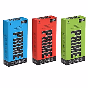 Prime Hydration Drink Mix Variety pack - Blueberry, Lemon Lime, Tropical Punch - Packaging By Obanic (18 On The Go Sticks)