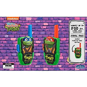 eKids Teenage Mutant Ninja Turtles Toy Walkie Talkies for Kids, Static Free Indoor and Outdoor Toys for Boys, Designed for Fans of Ninja Turtles Toys