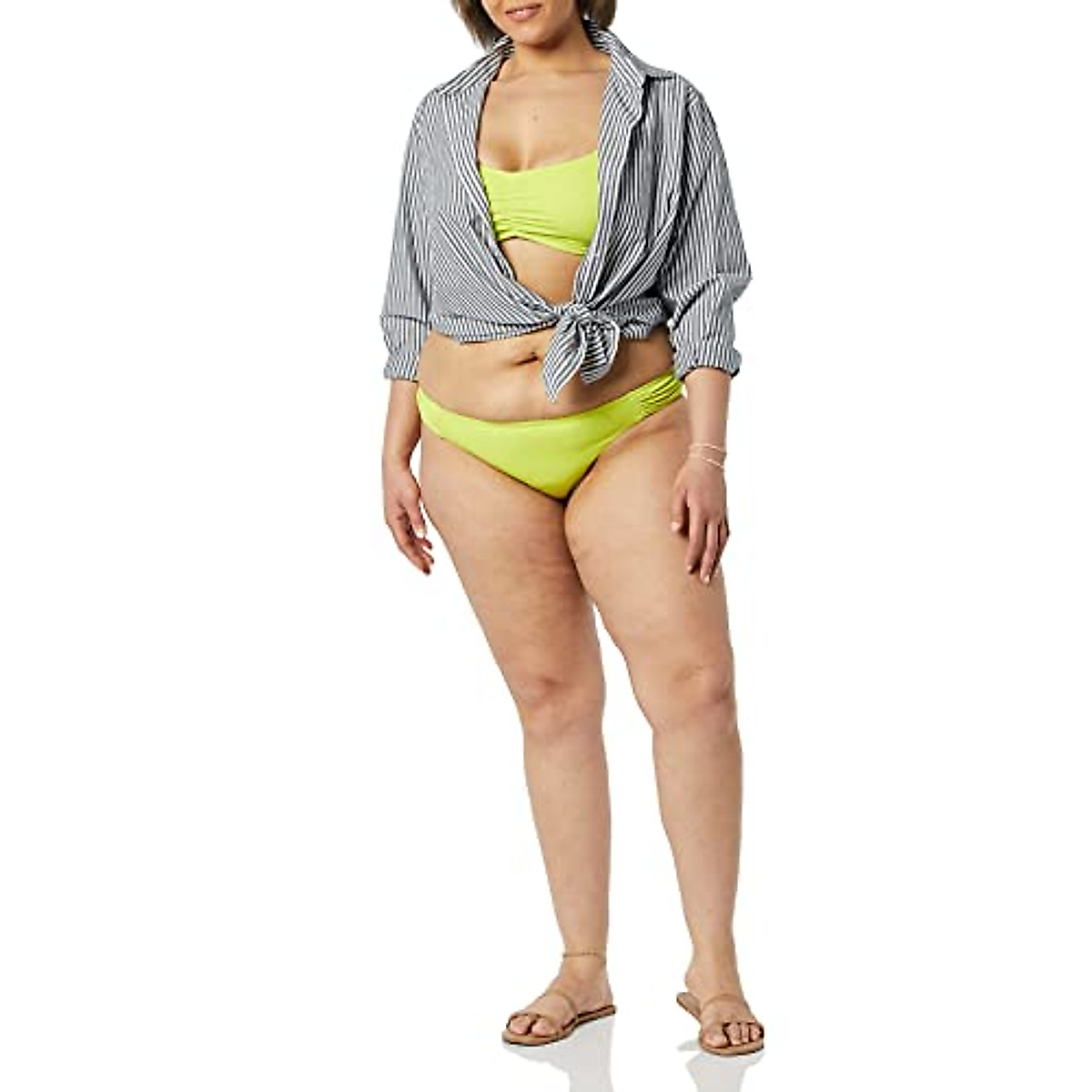 Amazon Essentials Women's Light-Support Bralette Bikini Swimsuit Top, Yellow, Large