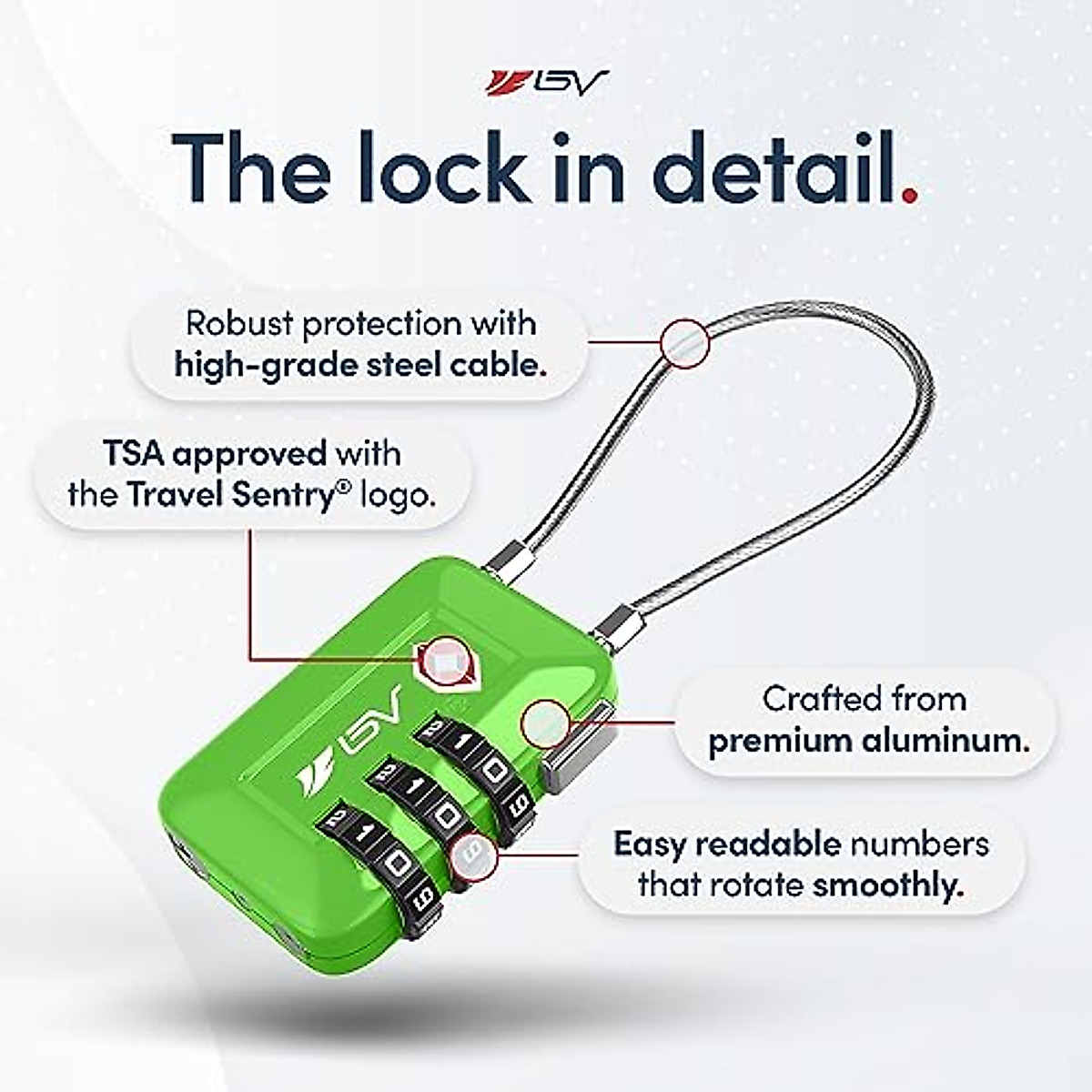 TSA Approved Luggage Travel Lock, Set-Your-Own Combination Lock for School Gym, Golf Bag, Locker, Luggage Suitcase Baggage Locks, Filing Cabinets, Toolbox, Case (Green, 2 Pack)