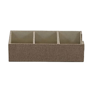 Household Essentials Brown 722-1 Deep 3 Section Drawer Organizer Box for Storage | 12 in x 6.13 in x 3.13