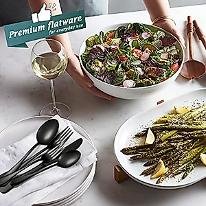 20 Piece Black Silverware Set Service for 4, Stainless Steel Flatware Utensils Set, Black Cutlery Set Knives Spoons and Forks Set, Mirror Polished, Dishwasher Safe