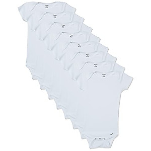 Gerber Baby 8-Pack Short Sleeve Onesies Bodysuits, Solid White, 24 Months