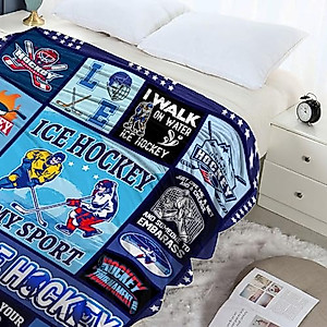 Hockey Gifts,Ice Hockey Blanket for Teen Boys Girls Men,Winter Gifts for Hockey Lovers Kids Coach,Soft Warm Ice Hockey Throw Blanket for Couch Bed Car Office nap Blanket,All Season Use(40"×50"-S)
