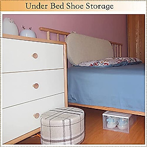 Yagizaai Bayou Shoe Boxes Clear Plastic Stackable, 8 PCS Heavy Duty Shoe Boxes, Clear Shoe Boxes with Lids Stackable, Easy to Assemble for Size Up to 10