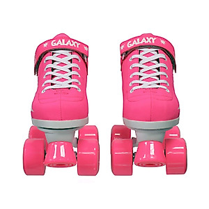 New Epic Galaxy Elite Pink Quad Roller Skate 3 Pc. Bundle w/Bag & Extra Laces (Pink & Black)! (Youth 5)