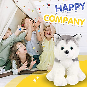 BSTAOFY 12'' Husky Stuffed Animal Realistic Puppy Dog Soft Plush Toys Adorable Birthday Valentines Christmas Festivals Gifts for Kids Toddlers Boys Girls
