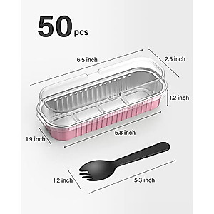 Kootek Mini Loaf Pans with Lids, 50 Pack Disposable Rectangle Mini Aluminum Foil Cake Pans Tins for Baking Mini Loaf Brownie Bread Cake Ramekins