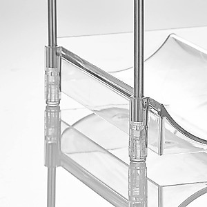 Nate Home by Nate Berkus 6-Bottle Water and Wine Bottle Organizer | Free Standing Plastic Holder for Fridge, Kitchen, Cabinet, Pantry Storage from mDesign - Clear/Polished Stainless Steel