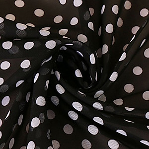 LMVERNA women's polka dot scarves printing chiffon silk scarf lightweight summer long scarfs wrap black (Black+White)
