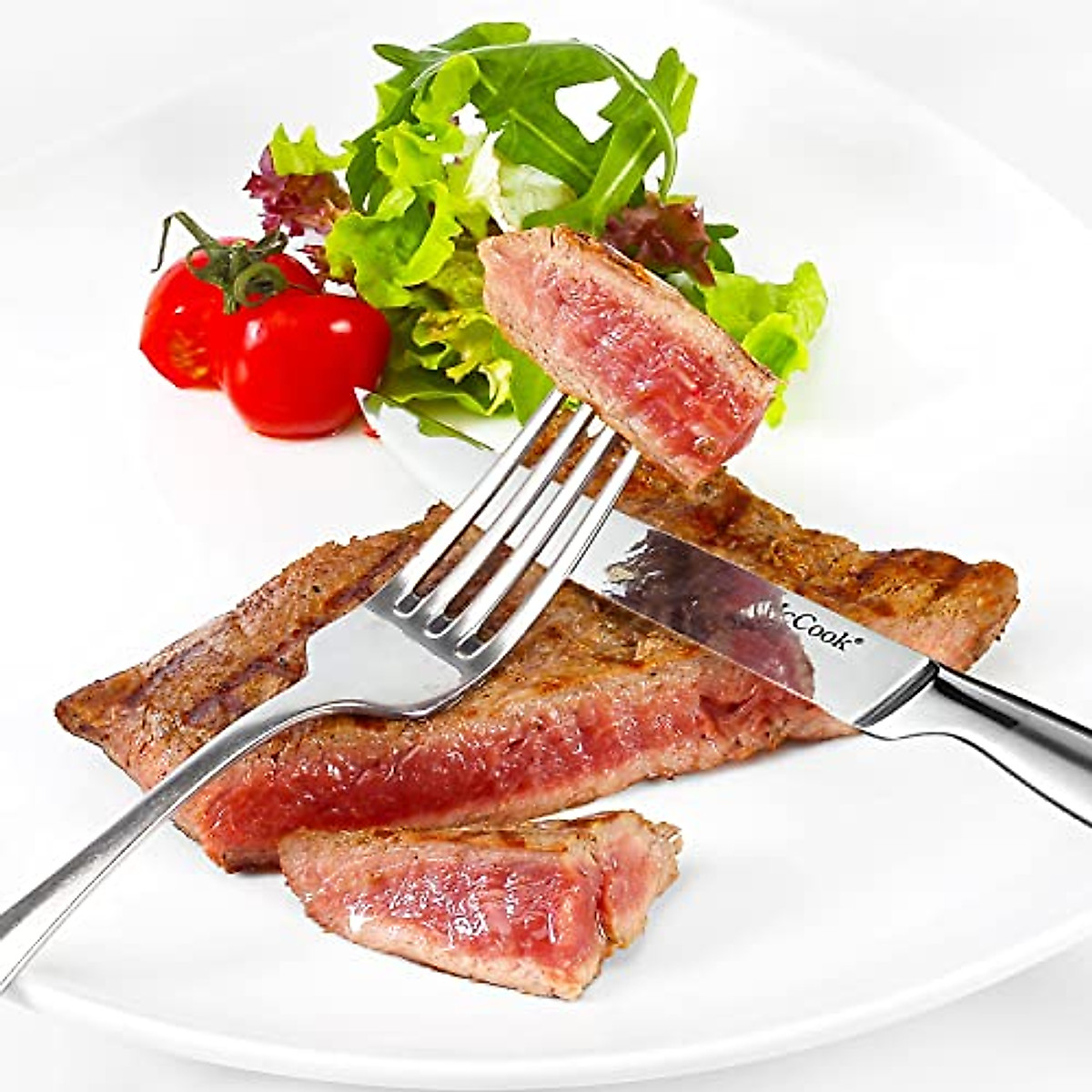 McCook Steak Knives, MC59 Steak Knives Set of 6 - Full Tang Serrated Steak Knives Stainless Steel Steak Knife Set Sharp Knife for Cutting Meat