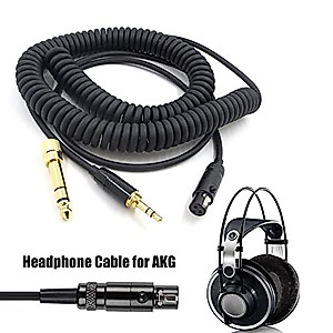 Alitutumao Q701 Cable, Replacement Spring Coiled Audio Cable Cord Compatible with AKG K240, K240S, K240MK II, K702, K141, K171, K181, K271, MKII, M220, Pioneer HDJ-2000 Headphones with 6.35mm Adapter