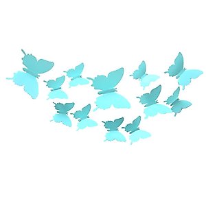 ALLICERE 12Pcs 3D Butterfly Removable Wall Decals DIY Home Decorations Art Decor Wall Stickers Murals for Babys Kids Bedroom Living Room Classroom Office(Color:Pale Blue)