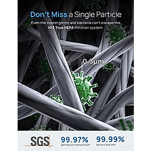 Dreo Air Purifiers Macro Pro, True HEPA Filter, Up to 1358ft² Coverage, 20dB Low Noise, PM2.5 Sensor, 6 Modes, 360 Filtration Cleaner Remove 99.985% Dust Smoke Pollen, Black