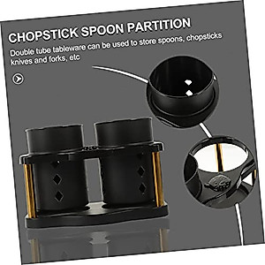 HEMOTON 6 pcs Silverware Kitchen Multi-function Steel Draining Flatware Chopstick Metal Double-grid Spoons Holder Fork Drain Chopsticks Tableware Utensil Stainless Crock Containers for