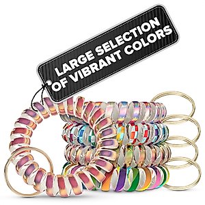 10Pcs Spiral Wrist Coil Key Chain - Wrist Coil Keychain Coil Bracelet Key Chain Wristlet Bracelet for Keys Key Chain Bracelet Coil Bracelets with Key Ring - Wrist Key Holder Stretchy Keychain Bracelet