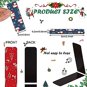 48 Pieces Christmas Magnetic Bookmarks Bulk Santa Reindeer Bookmarks Magnet Page Markers Xmas Magnetic Page Clips Bookmark for Students Teachers Book Lovers School Home Office Supplies, 6 Styles