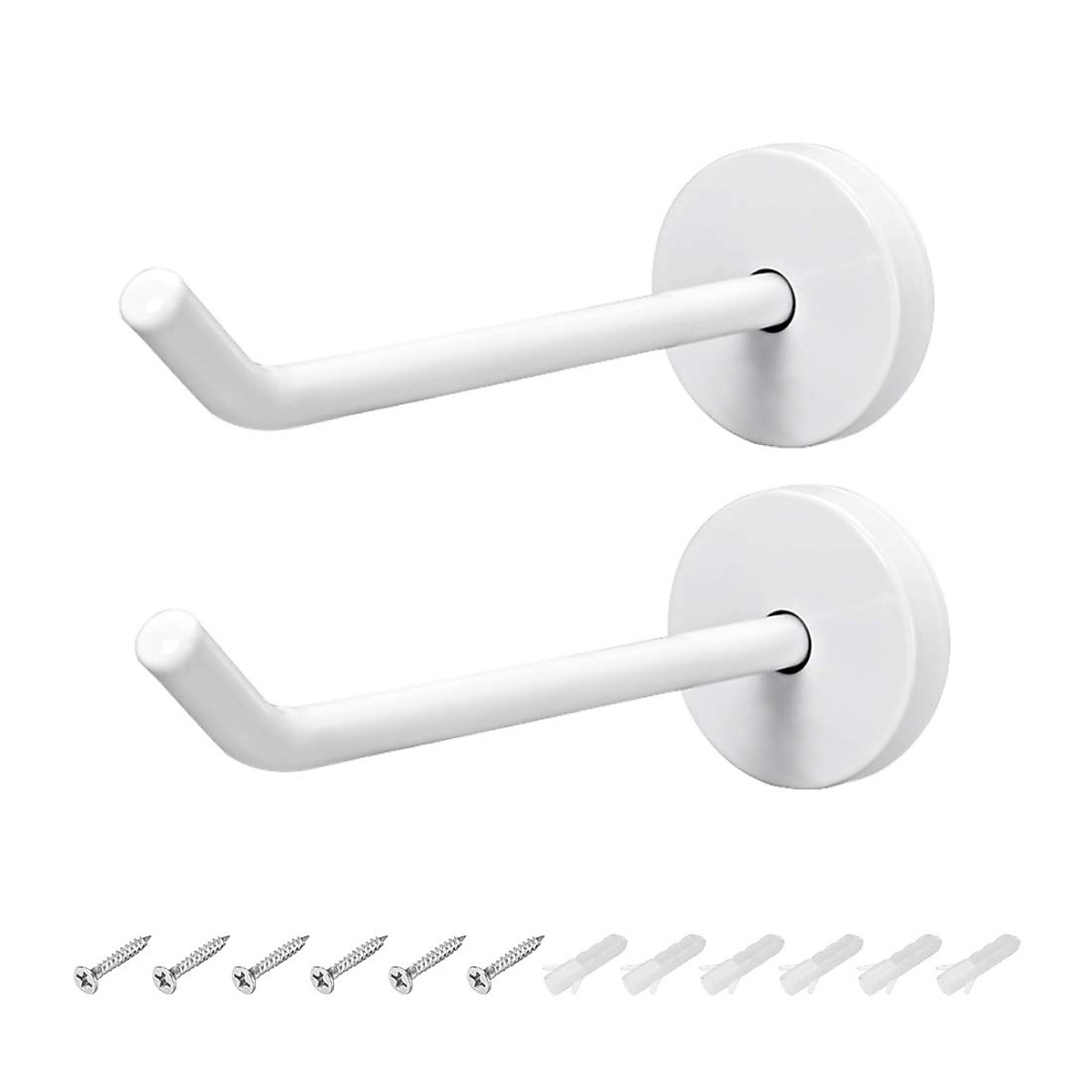 uxcell 2Pcs Wall Mounted Hook Robe Hooks Single Towel Hanger with Screws, Stainless Steel, (3.74Inch, White)
