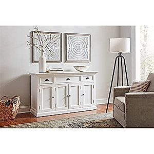 NovaSolo Halifax Mahogany Wood Buffet with 4 Doors 3 Drawers in White