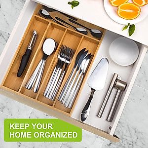 Unibambou Bamboo Utensil Drawer Organizer, Silverware Tray Organizer, Kitchen Drawer Organizer for Flatware Cutlery, Silverware Tray for Drawer (Natural)