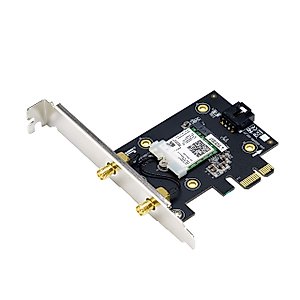 ASUS PCE-AX3000 WiFi 6 (802.11ax) Adapter with 2 External Antennas. Supporting 160MHz for Total Data Rate up to 3000Mbps, Bluetooth 5.0, WPA3 Network Security, OFDMA and MU-MIMO