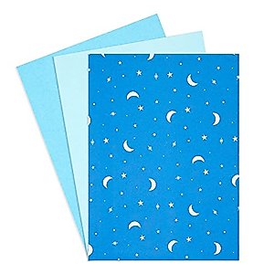 Moon and Stars Gift Wrap Tissue Paper for Bags, 3 Blue Colors (20x26 in, 60 Sheets)