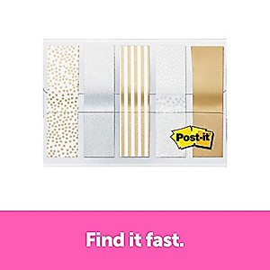 Post-it Flags, 100 Count, .47 in Wide, Assorted Metallic Designs (684-METAL)