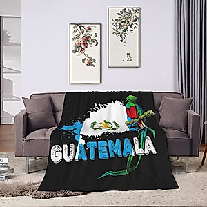 Flannel Fleece Blanket for Bed Sofa Room Bedroom Floor,Soft Fuzzy Plush Blanket,Super Soft,Warm,Super Cozy and Comfy for All Seasons (Guatemalan Flag and Guatemala Quetzal Bird,50"X40")