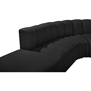 Meridian Furniture 102Black-S5C Arc Collection Modern | Contemporary Modular Sofa with Rich Black Boucle Fabric, Deep Channel Tufting, Modular Design, 127" W x 61" D x 30" H, Black
