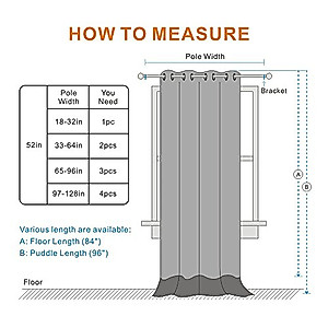 Melodieux Elegant Cotton Room Darkening Blackout Curtains for Living Room Bedroom Thermal Insulated Grommet Drape, 52 by 96 Inch, Grey (1 Panel)