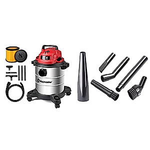 Vacmaster Red Edition VOC508S 1101 Stainless Steel Wet Dry Shop Vacuum 5 Gallon with Detail Cleaning Accessory Kit