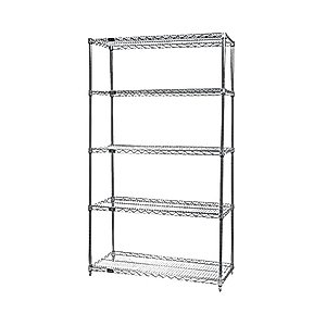 Quantum WR86-1824C-5 Wire Shelving Starter Kit, 24'W x 18'D x 86'H, 600 lbs Capacity, Carbon Steel, Chrome, NSF