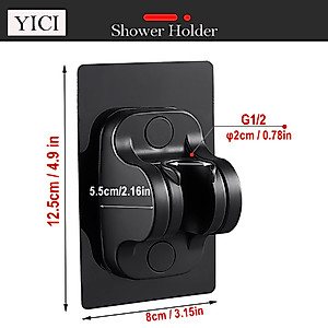 YICI Handheld Shower Bracket Shower Head Holder No Drilling Strong Adhesive Hand Shower Holder Angle Adjustable(Standard Black)