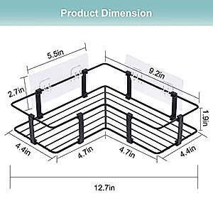 Adhesive Plastic Shower Caddy Bathroom Shower Basket Shelf Wall Mounted No Drilling Shower Storage Rack Organizer Caddy Wall Shelf