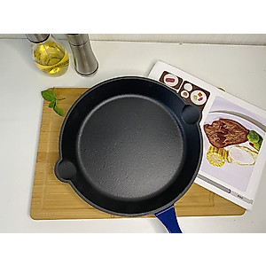 HAWOK Cast Iron Enameled Skillet DIA.10 inch Fry Pan Blue………
