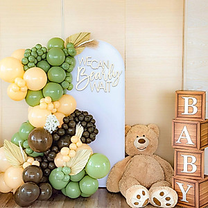 We Can Bearly Wait Sign Teddy Bear Baby Shower Decoration Backdrop Wooden Banner for Gender Reveal Party(Girl Boy Baby) Theme Party