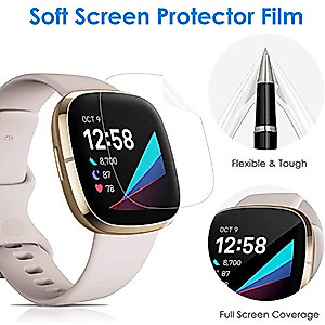 NANW 12-Pack Screen Protector Compatible with Fitbit Versa 4/Sense 2/Sense/Versa 3, Full Coverage Flexible Protective Film Screen Cover Saver Ultra Clear Anti-Bubble Screen Protector for Sense 2 Smartwatch