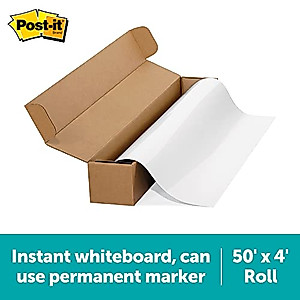 Post-it Flex Write Surface, Permanent Marker Wipes Away with Water, 50ft x 4ft, White Dry Erase Whiteboard Film (FWS50X4)