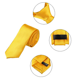 Allegra K Men's Classic Self-tied Solid Color Neckties Skinny Wedding Party Work Neck Tie Medium Yellow