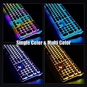 RK ROYAL KLUDGE S108 Typewriter Style Retro Mechanical Gaming Keyboard Wired with True RGB Backlit Collapsible Wrist Rest 108-Key Blue Switches Round Keycap - Black