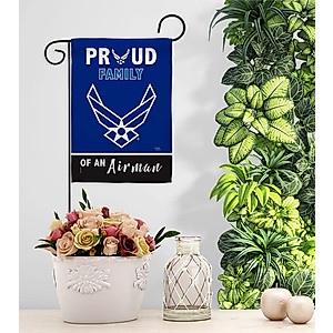 Proud Family Airman Garden Flag - Armed Forces Air Force USAF United State American Military Veteran Retire Official - House Decoration Banner Small Yard Gift Double-Sided Made In USA 13 X 18.5
