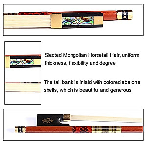 AMZZ Pernambuco Violin Bow 4/4 Size Concert Level,Professional Handmade Violin Bow with Ox Horn Fleur de Lis Frog