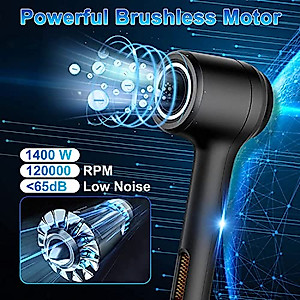 Hair Dryer, Negative Ionic Blow Dryer with 110, 000 RPM Brushless Motor for Fast Drying, Low Noise, High-Speed Hairdryer with 2 Nozzles, a Handbag, for Home, Salon Black