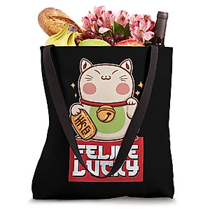 Maneki Neko Waving Lucky Cat Feline Lucky Kawaii Anime Cats Tote Bag