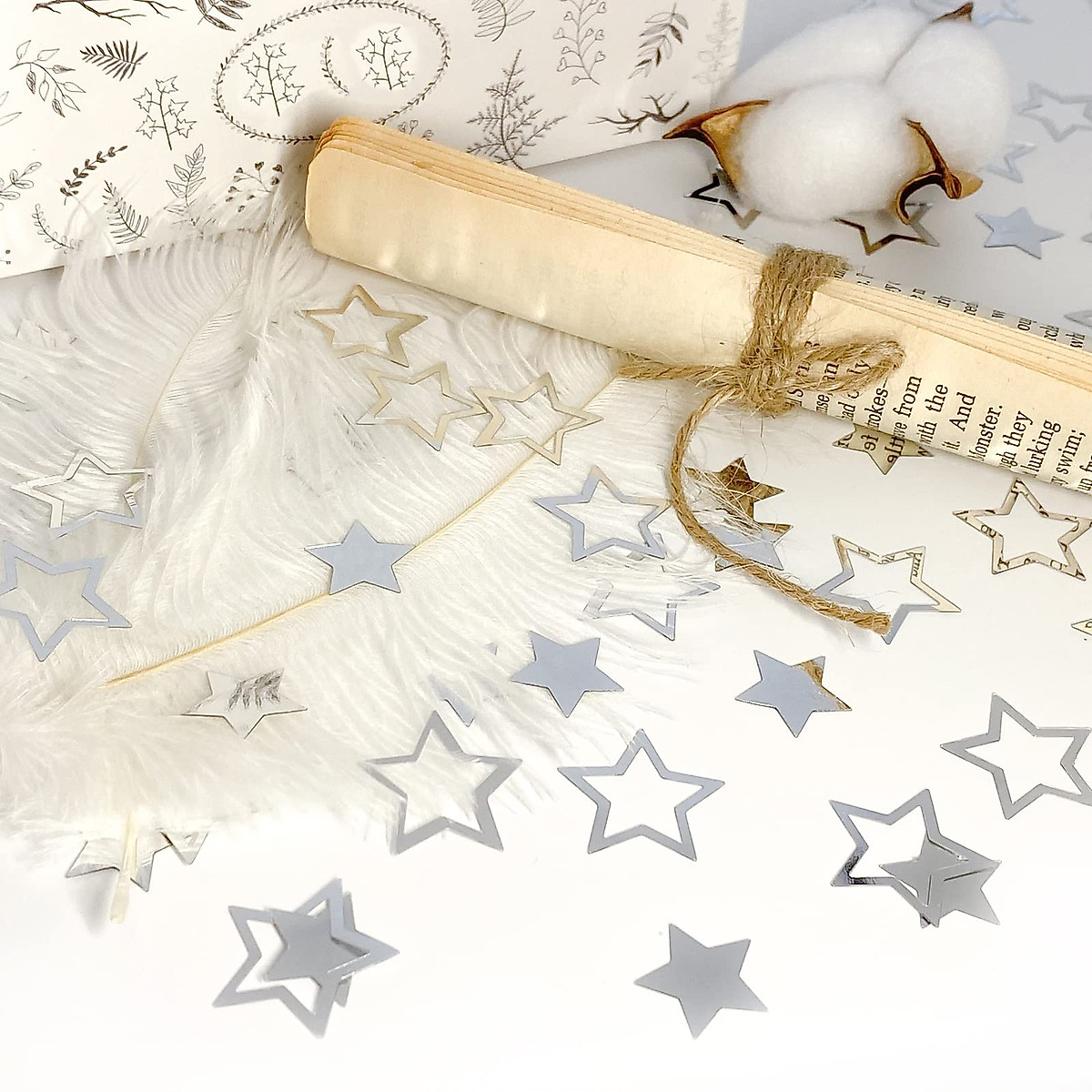 1100Pcs Merry Christmas Sliver Star Confetti, Birthday Baby Shower Wedding Christmas Party Decorations,Metallic Foil Glitter Table Confetti Sprinkles