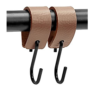 Brute Strength - Multifunctional Leather S-Hooks - Taupe - 6 Pieces - S Shaped Hooks - Coat Hook - Leather Hooks - Leather s Hooks - Black s Hooks - Kitchen Hooks