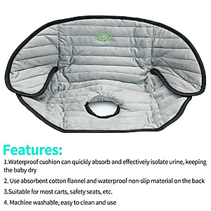 Piddle Pad Car Seat Protector, Waterproof Potty Training Seat Saver Pads for Infants Baby and Toddlers, Machine Wash and Dry (Gray)